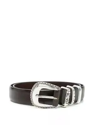 ALBERTO LUTI Engraved-buckle Leather Belt - Brown