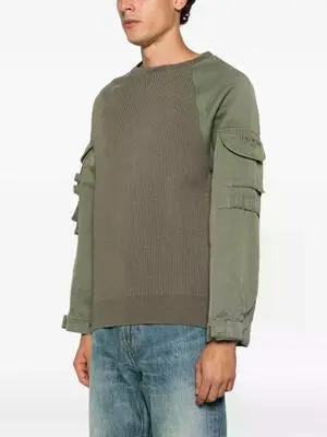 Balmain Cargo-pocket Panelled Sweater - Green