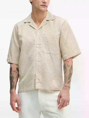 Lindbergh Geometric-pattern Camp-collar Shirt - Neutrals