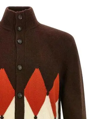 BALLANTYNE Diamond-intarsia High-neck Cardigan