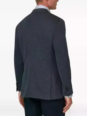 Boggi Milano Brooklyn | Double-breasted Micro Patterned Blazer In Cotton And Wool - Blue