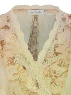 Zimmermann Floral-print Lace-trim Dress Set - Brown