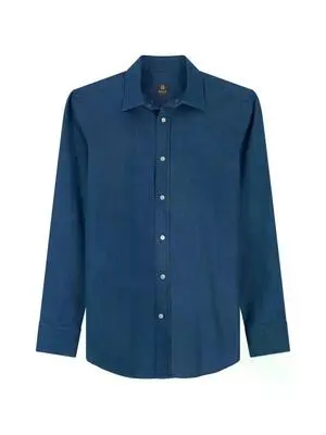 Boggi Milano Shirt In Cotton-denim Regular-fit - Blue