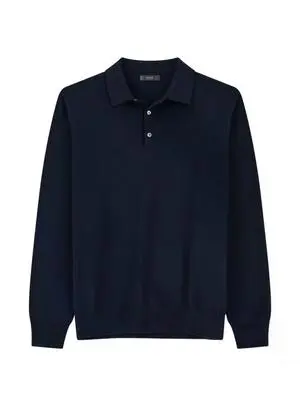 Boggi Milano Knitted Polo Shirt In Merino - Blue