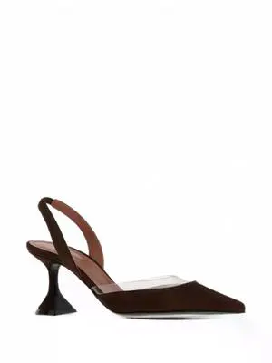Amina Muaddi Lara Transparent-panel Slingback Pumps - Brown