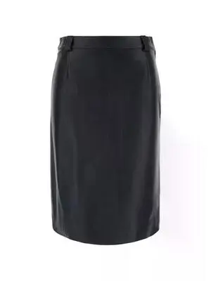 GRIFONI Rear-slit Leather Skirt