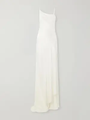 ANN DEMEULEMEESTER Aaricia Asymmetric Silk-satin Maxi Dress - Neutrals