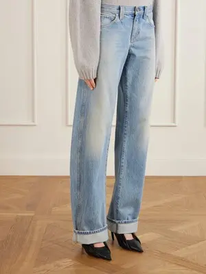 Khaite Karo Cuffed Low-rise Wide-leg Jeans