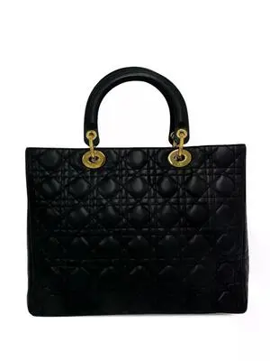 Dior 1990-2000 Large Lambskin Cannage Lady Satchel