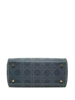 Dior 2020 Medium Embroidered Canvas Cannage Lady D Lite Satchel