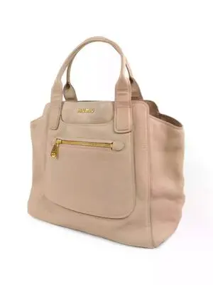 Miu Miu Logo-detail Leather Tote Bag