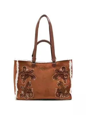 ERMANNO FIRENZE Small Embroidered Tote Bag - Brown