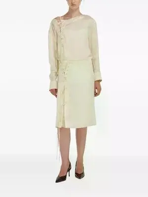 FERRAGAMO Satin Skirt With String Tie Detail - Neutrals