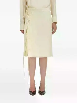 FERRAGAMO Satin Skirt With String Tie Detail - Neutrals