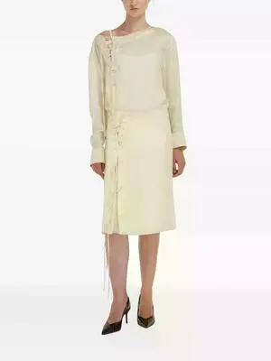 FERRAGAMO Satin Skirt With String Tie Detail - Neutrals