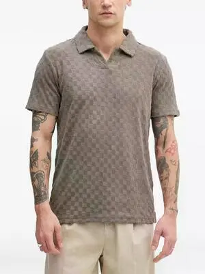 LINDBERGH Check-pattern Towelling Polo-collar T-shirt