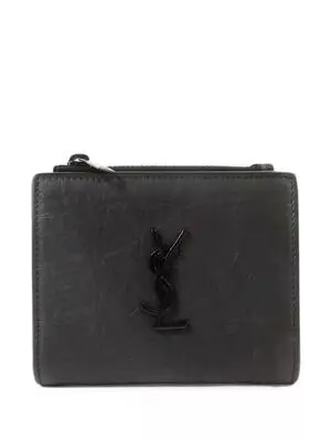Saint Laurent Cassandre Crocodile-embossed Wallet - Black