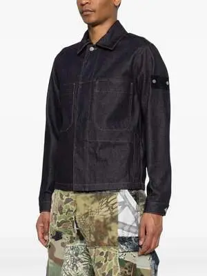 Stone Island Indigo Denim-raw` Biker Jacket - Multicolor