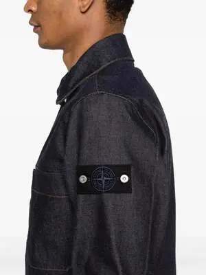 Stone Island Indigo Denim-raw` Biker Jacket - Multicolor