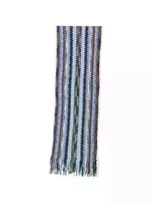 Missoni Zigzag Fringed Scarf - Blue