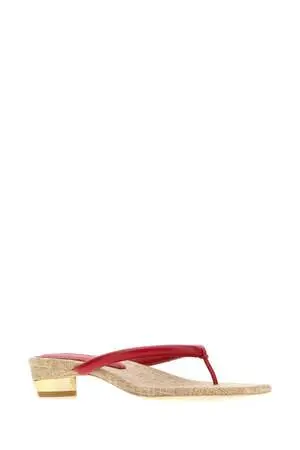 Cult Gaia Leather Sierra Thong Mules - Red