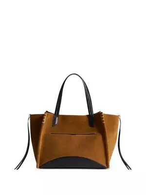 JW Anderson Loafer Cabas Suede Contrast-panel Tote Bag - Brown