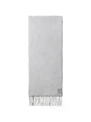 Calvin Klein Fringed Logo-patch Scarf - Grey