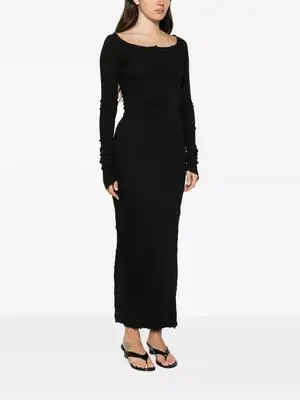 MARC LE BIHAN Frayed Long-sleeve Maxi Dress