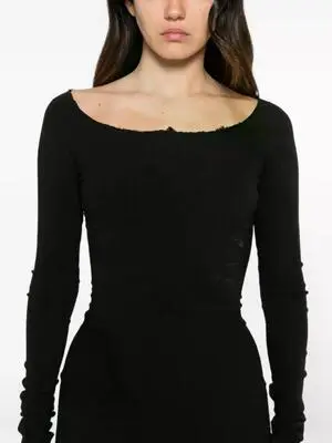 MARC LE BIHAN Frayed Long-sleeve Maxi Dress