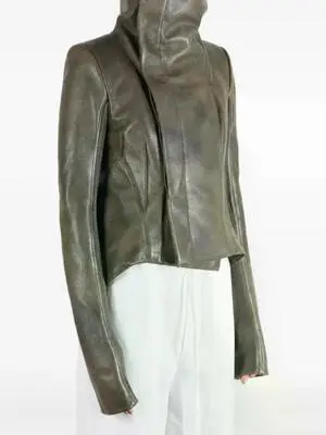 Rick Owens Funnel-neck Asymmetric Leather Jacket