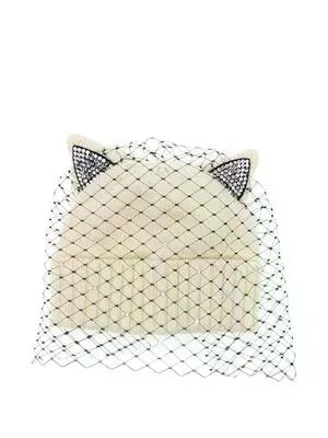CA4LA Crystal-embellished Veiled Beanie Hat - Neutrals