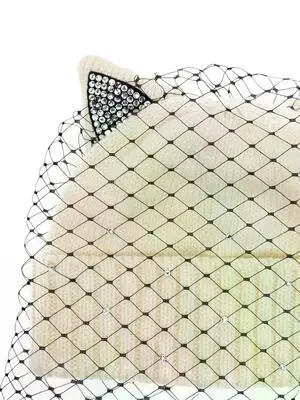 CA4LA Crystal-embellished Veiled Beanie Hat