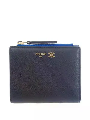 Celine 2010-2026 Supple Grained Calfskin Triomphe Compact Wallet Small Wallets - Black