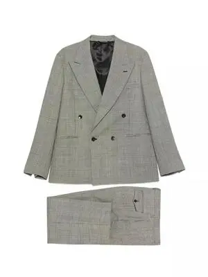 EPOCA Prince Of Wales Check Double-breasted Suit - Grey