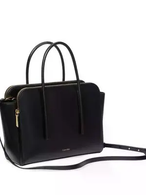 Calvin Klein Logo-print Leather Shoulder Bag - Black