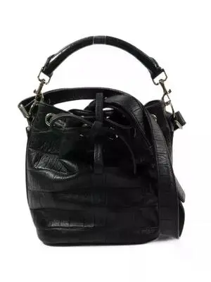 Saint Laurent Small Emmanuelle Croc-effect Bucket Bag - Black