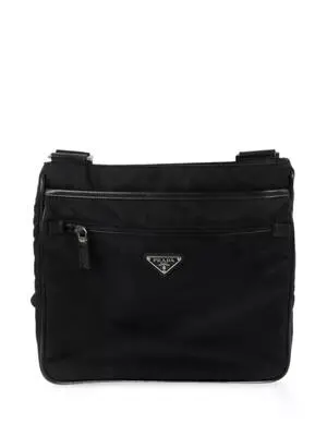 Prada Tessuto Saffiano Cross Body Bag - Black