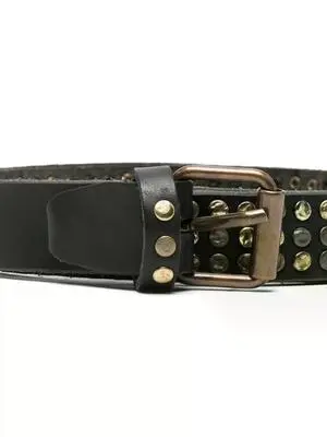 ALBERTO LUTI Stud-embellished Leather Belt
