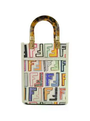 Fendi Mini Sunshine Shopper Leather Tote Bag - Neutrals