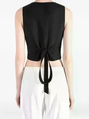 ANN DEMEULEMEESTER Diana Floral-jacquard Cropped Waistcoat - Black