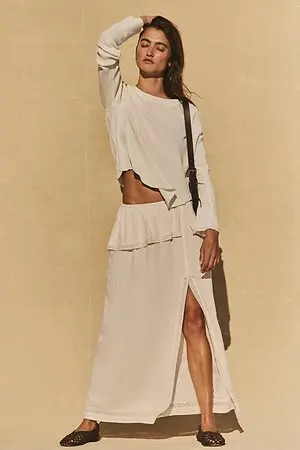 Free People Sandshell Linen Zora Maxi Skirt