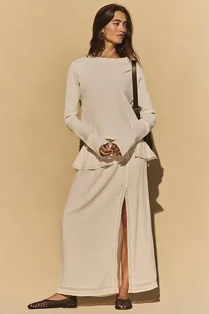 Free People Sandshell Linen Zora Maxi Skirt