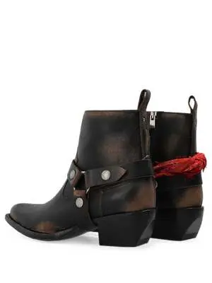GOLDEN GOOSE Stivali Debbie Bassi In Pelle Nera Con Fibbia Rimovibile E Bandana - Black