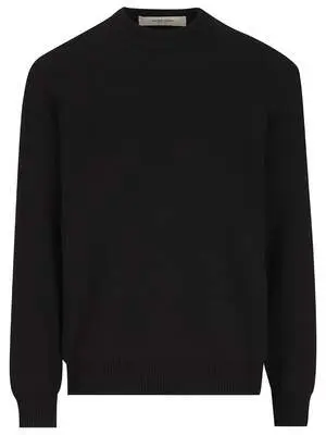GOLDEN GOOSE Maglia Regular Fit A Costine Con Patch Logo Sul Retro - Black