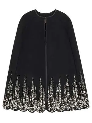 Valentino Garavani Cappa In Compact Drap Ricamata - Black