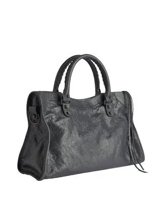 Balenciaga Le City Medium Bag In Arena Leather - Gray