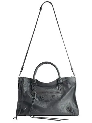 Balenciaga Le City Medium Bag In Arena Leather - Gray