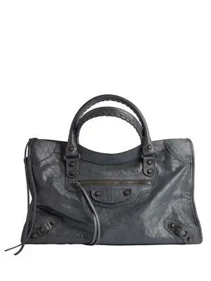 Balenciaga Le City Medium Bag In Arena Leather - Gray