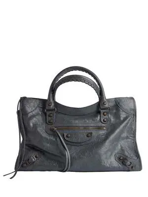 Balenciaga Le City Medium Bag In Arena Leather - Gray