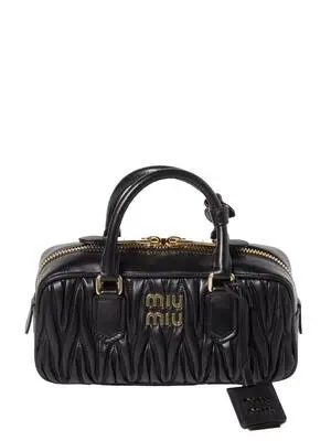Miu Miu Arcadie Regular Matelassé Nappa Leather Bag - Black